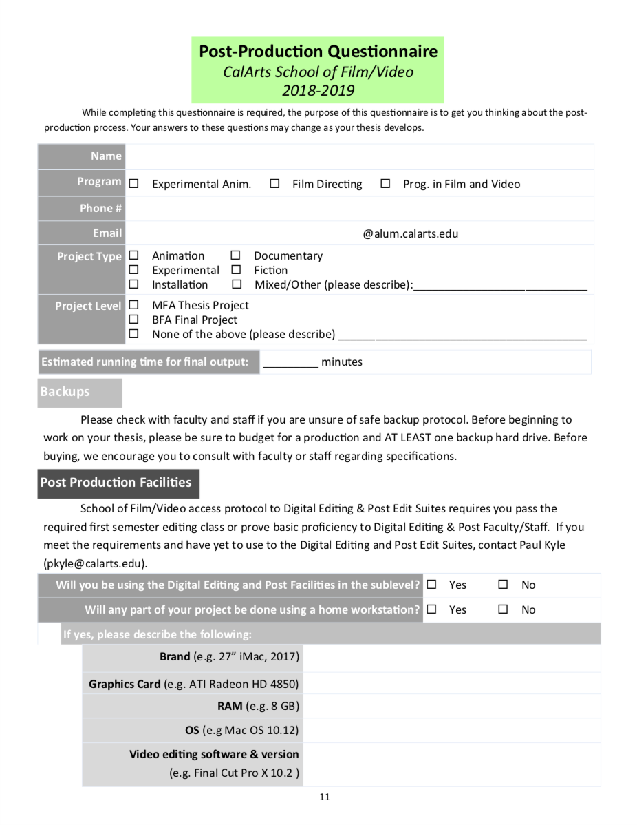 Post-Production Questionnaire - 2 Pop