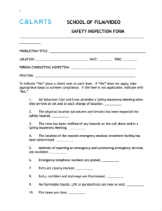 Safety Inspection Form - 2 Pop